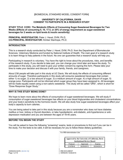 Consent form - UC Davis Nutrition Department