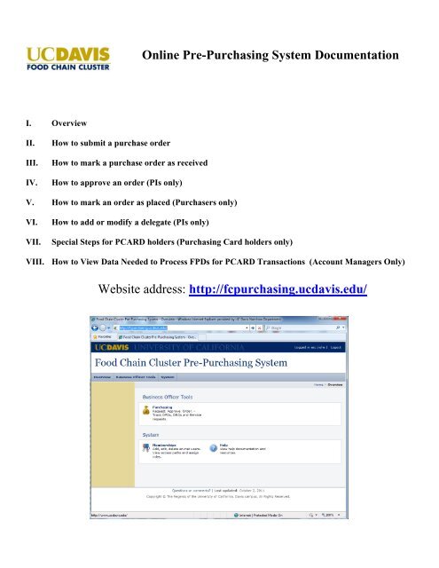 Online Pre-Purchasing System Documentation - UC Davis Nutrition ...