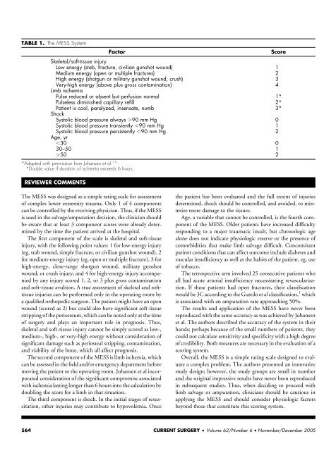 TABLE 1. The MESS System