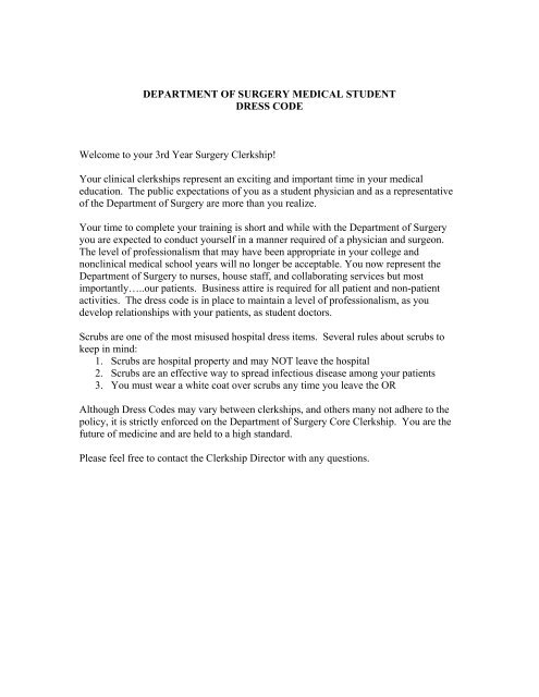 Surgery Student Dress Code