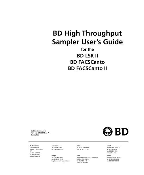 BD High Throughput Sampler User's Guide - Systems Biology