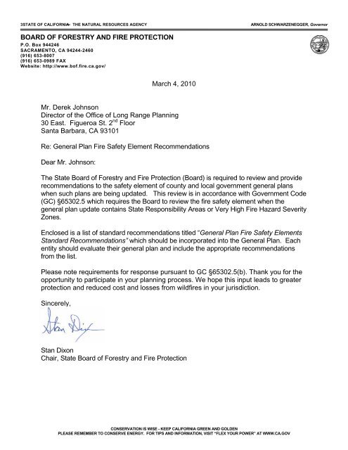 Attachment E - Board of Forestry and Fire Protection Comment Letter