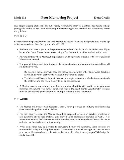 Peer Mentoring Project