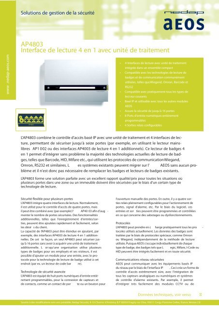 AP4803 Interface de lecture 4 en 1 avec unité de ... - Nedap France
