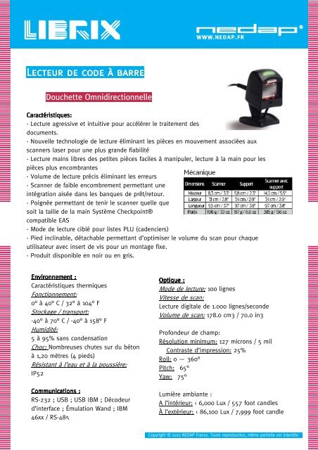 Lecteur de code à barre Lecteur de code à barre - Nedap France