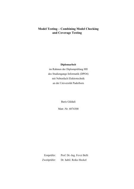 Model Testing Combining Model Checking And Coverage Testing
