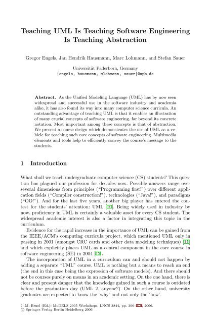 Teaching UML Is Teaching Software Engineering Is Teaching ...