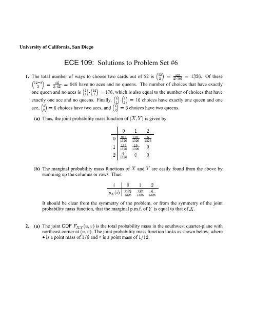 ECE 109: Solutions to Problem Set #6