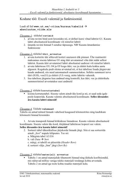 Valemid, funktsioonid ja absoluutne viide Excelis