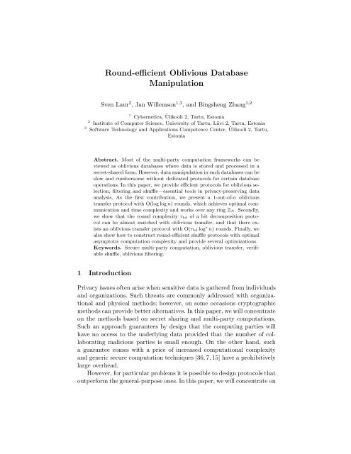 Round-efficient Oblivious Database Manipulation