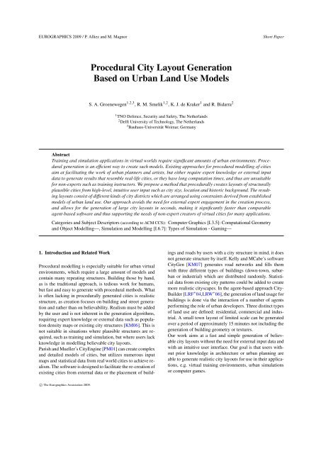 Procedural City Layout Generation Based on Urban Land Use Models