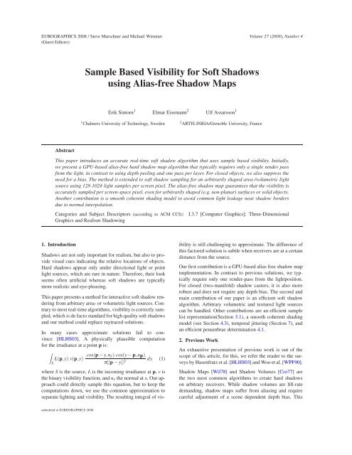 Sample Based Visibility for Soft Shadows using Alias-free Shadow ...