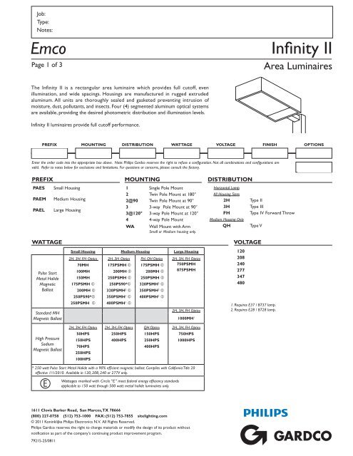 Infinity II - Submittal Data Sheet - Gardco Lighting