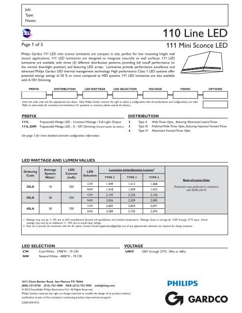 Submittal Data Sheet - Gardco Lighting