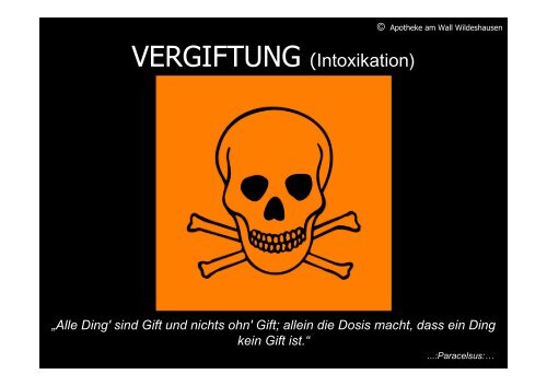 VERGIFTUNG (Intoxikation) - Apotheke am Wall
