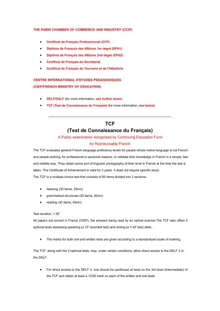 TCF (Test de Connaissance du Français)