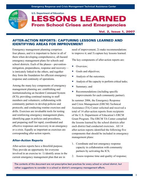 AfteR-Action RepoRts: cAptuRing Lessons LeARned - Emergency ...