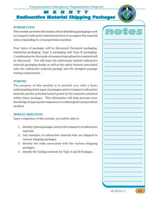 Module 5 - Radioactive Material Shipping Packages