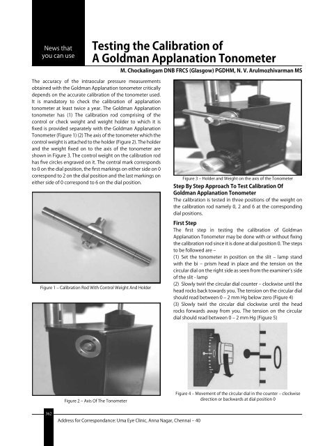 Testing the Calibration of A Goldman Applanation Tonometer - KSOS