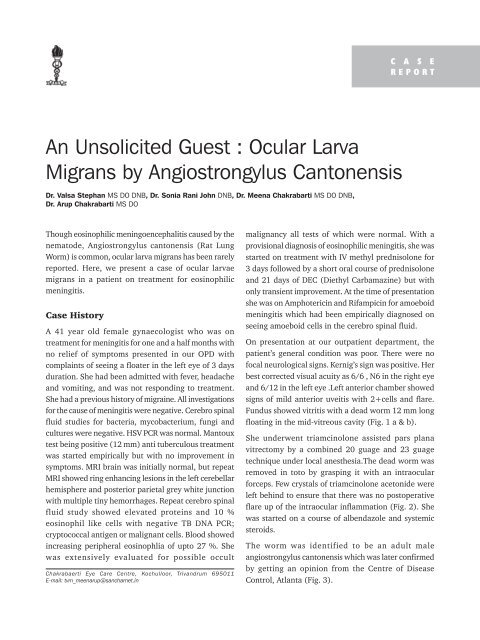 Ocular Larva Migrans. Cutaneous Larva Migrans