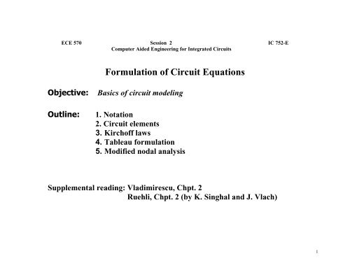 Formulation of Circuit Equations