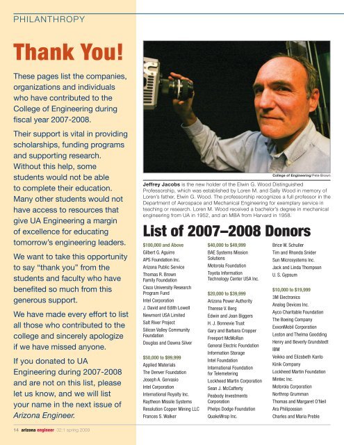 Thank You! - College of Engineering - University of Arizona