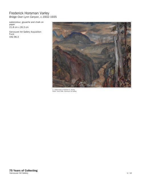 Frederick Horsman Varley - 75 Years of Collecting - Vancouver Art ...