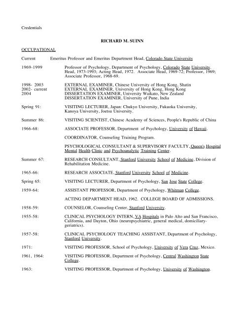 SUINN'S VITA rev. - Colorado State University