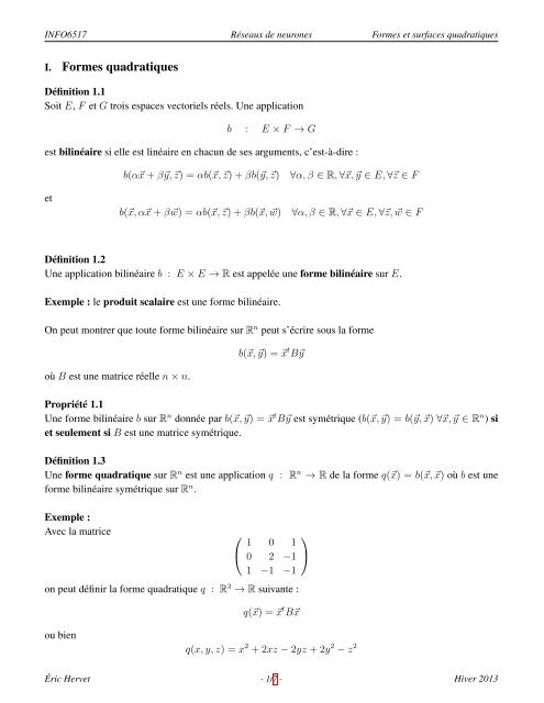 I. Formes quadratiques