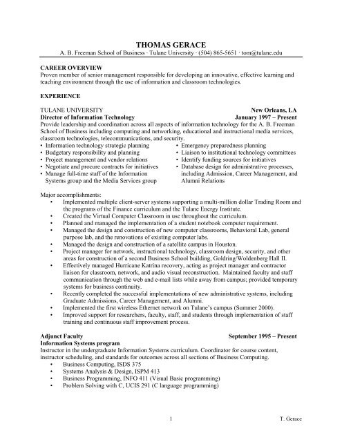 THOMAS GERACE - Tulane University