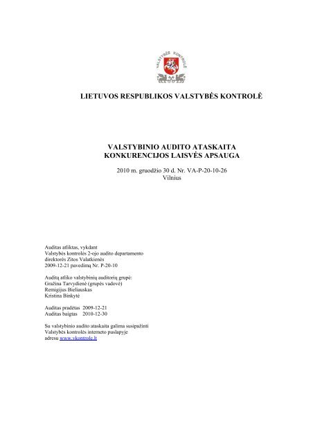 Valstybinio audito ataskaita „Konkurencijos laisvės apsauga“ - LR ...