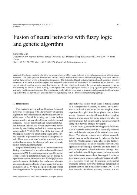 Fusion Of Neural Networks With Fuzzy Logic And Genetic Algorithm