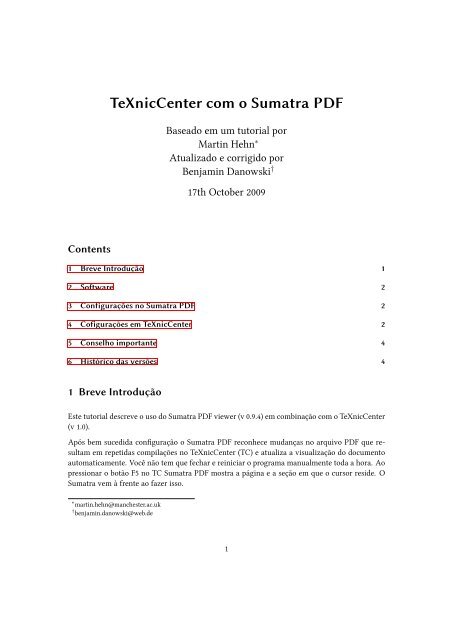 TeXnicCenter com o Sumatra PDF TeXnicCenter com o Sumatra PDF