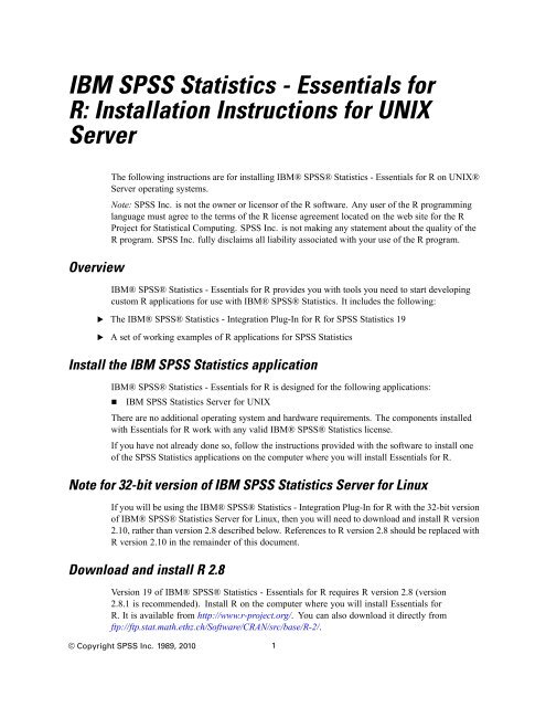 IBM SPSS Statistics - Essentials for R: Installation Instructions for ...
