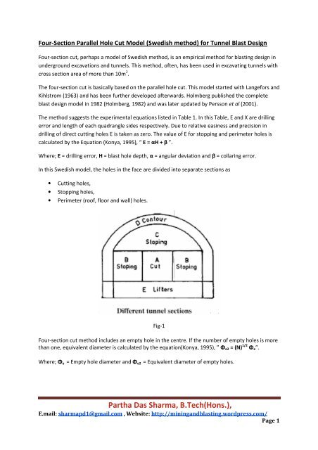 Four-Section Parallel Hole Cut Model - Mining and Blasting