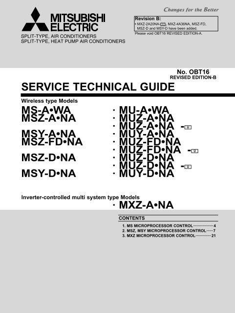 SERVICE TECHNICAL GUIDE - Mitsubishi Electric Cooling & Heating