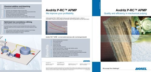 Andritz P-RC™ APMP System High-consistency refining