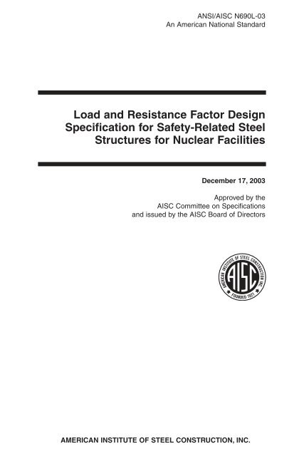Load And Resistance Factor Design Specification For Safety