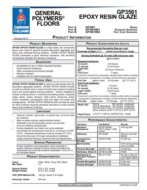 GP3561 EPoxy rEsin GlazE GEnEral PolymErs® Floors