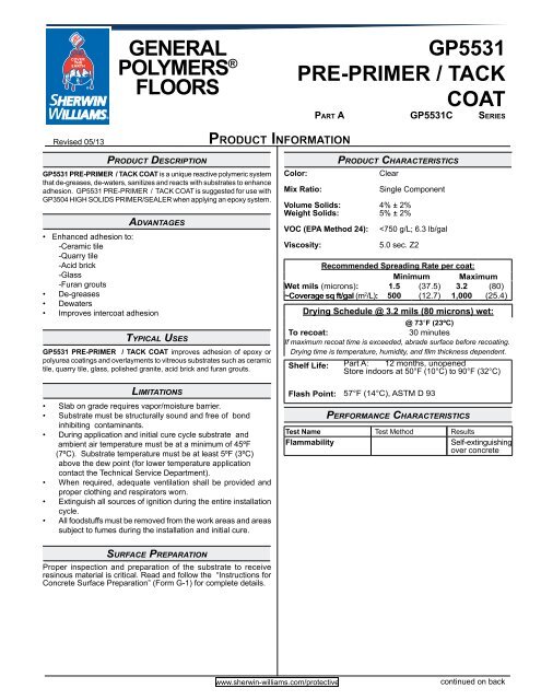 GP5531 Pre-Primer / Tack coaT General Polymers® Floors
