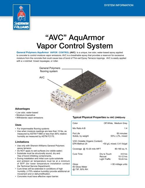 “aVC” aquarmor Vapor Control system - General Polymers