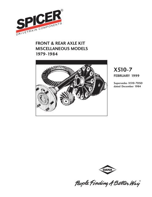 front & rear axle kit miscellaneous models 1979 - Spicer