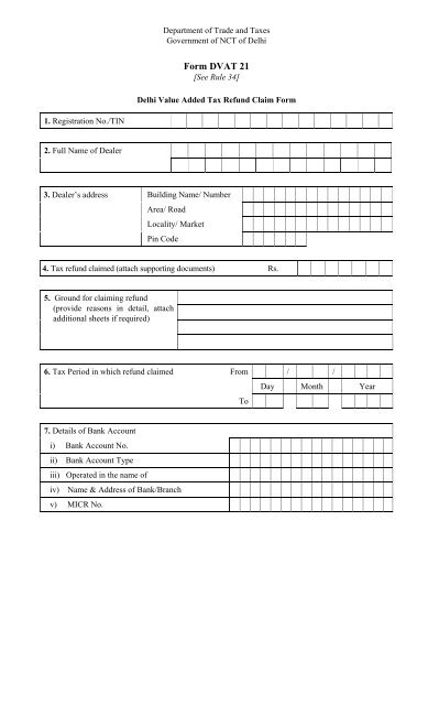 Form DVAT 21 - Delhi
