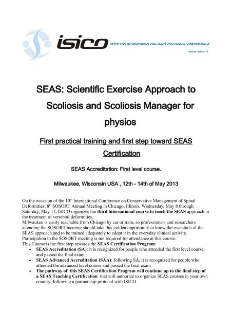 SEAS: Scientific Exercise Approach to Scoliosis ... - Activities - Isico