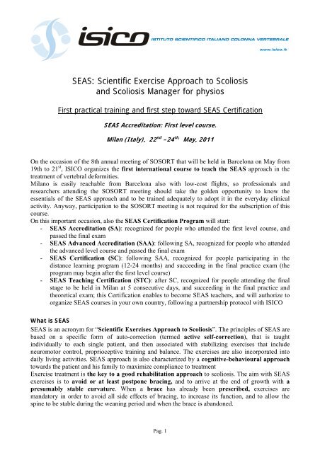SEAS: Scientific Exercise Approach to Scoliosis and Scoliosis ... - isico
