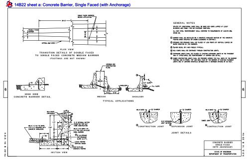 14b22 Concrete Barrier, Single Faced (with Anchorage)