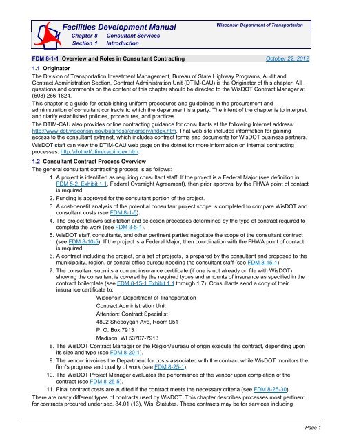 FDM 8-1-10 - Wisconsin.gov