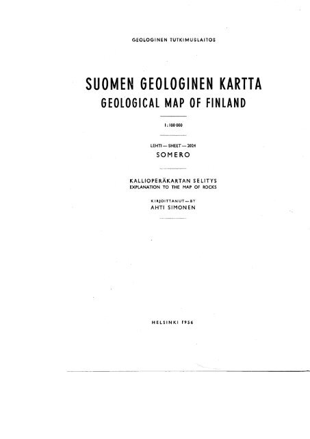 GEOLOGICAL MAP OF FINLAND - arkisto.gsf.fi