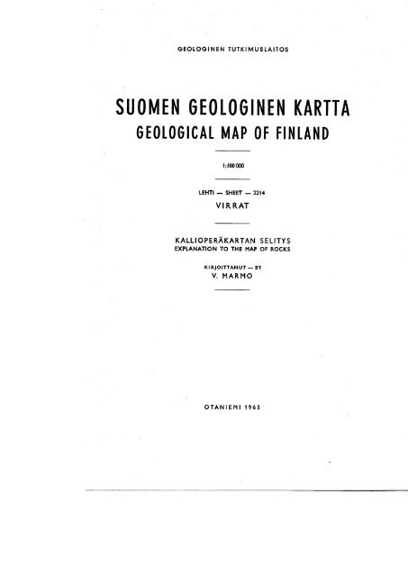 GEOLOGICAL MAP OF FINLAND - arkisto.gsf.fi