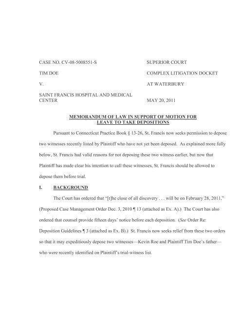 Memorandum in Support of Motion for Leave to Take Depositions.pdf